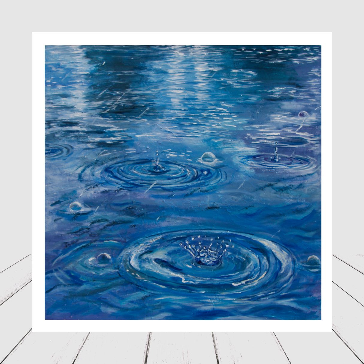 Greeting Card "Drip" Raindrops splashing on water - Cherry Parsons Art