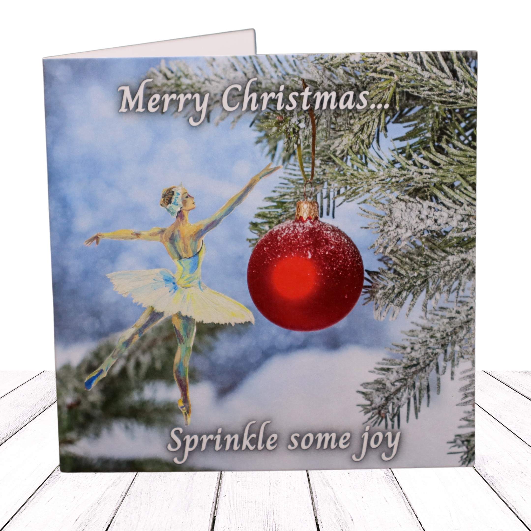 Festive Christmas Ballerina Card "Sprinkle Some Joy" - Cherry Parsons Art