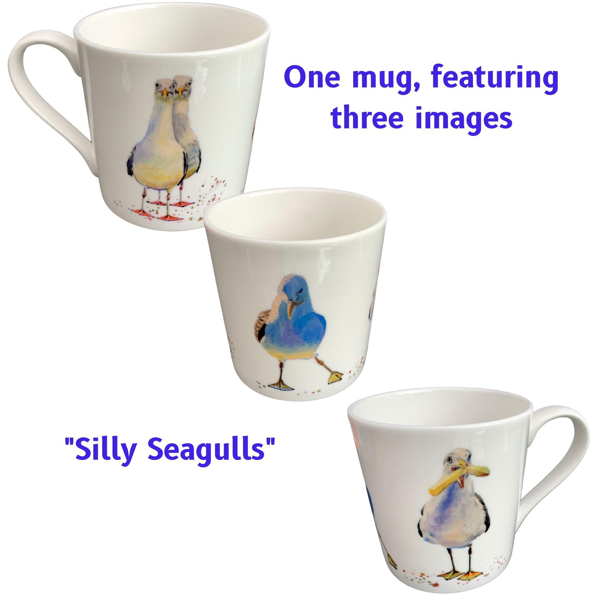 Seagull Mug - Fine Bone China- "Silly Seagulls" - Cherry Parsons Art
